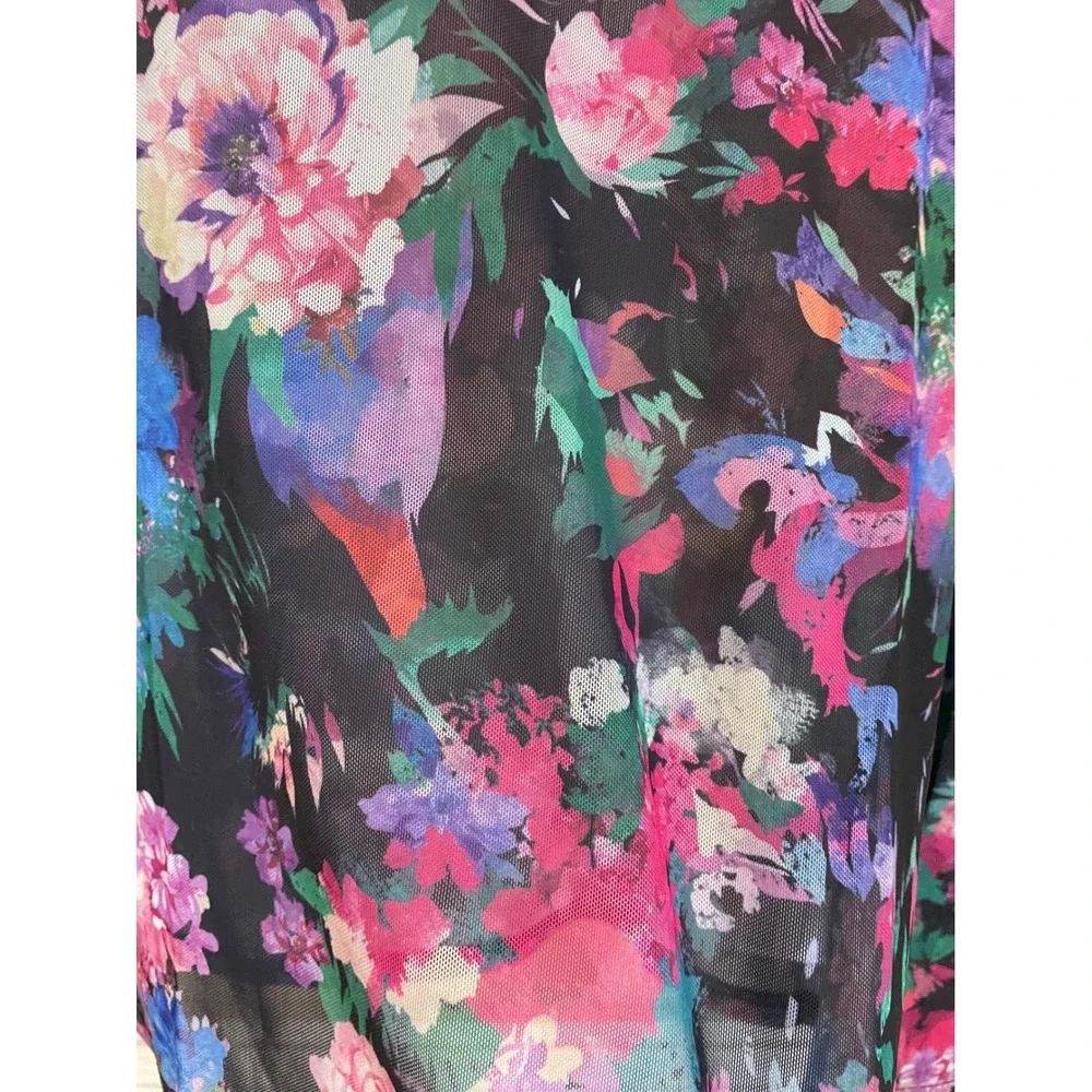 Tops | Sheer Floral Mesh Layering Top Size Xxl Fairy Y2k Long Sleeve ...